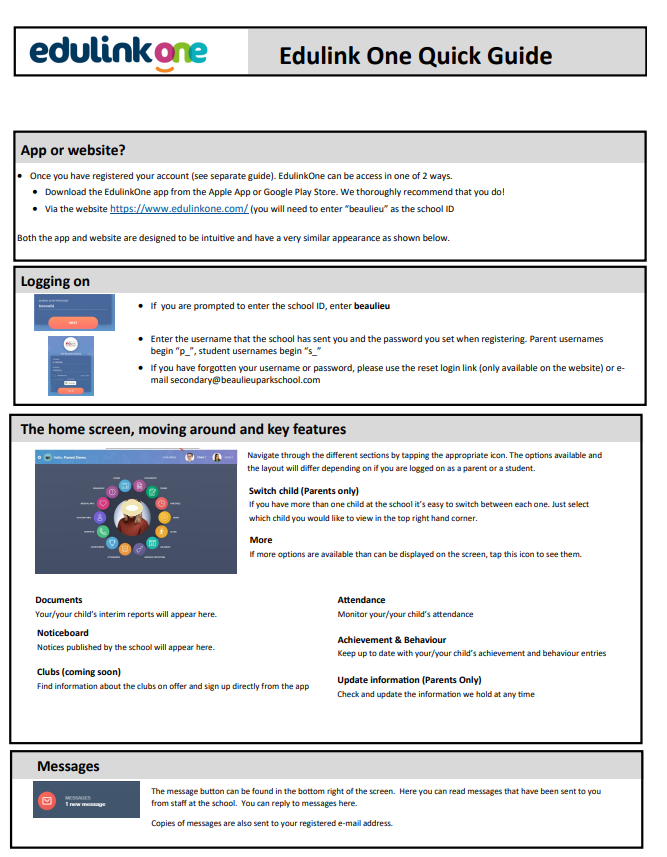 Parent Help - The Beaulieu Park School